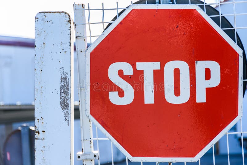 Stop Signal at the Entrance of a Building Stock Image - Image of ...