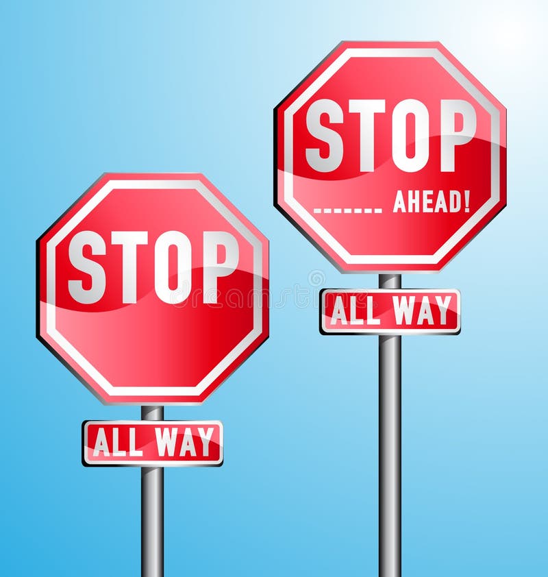Stop Signs Set stock vector. Illustration of city, message - 7345944