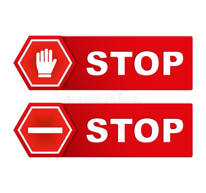 Red Stop Sign with Hand Symbol Icon Vector Illustration Stock Vector ...