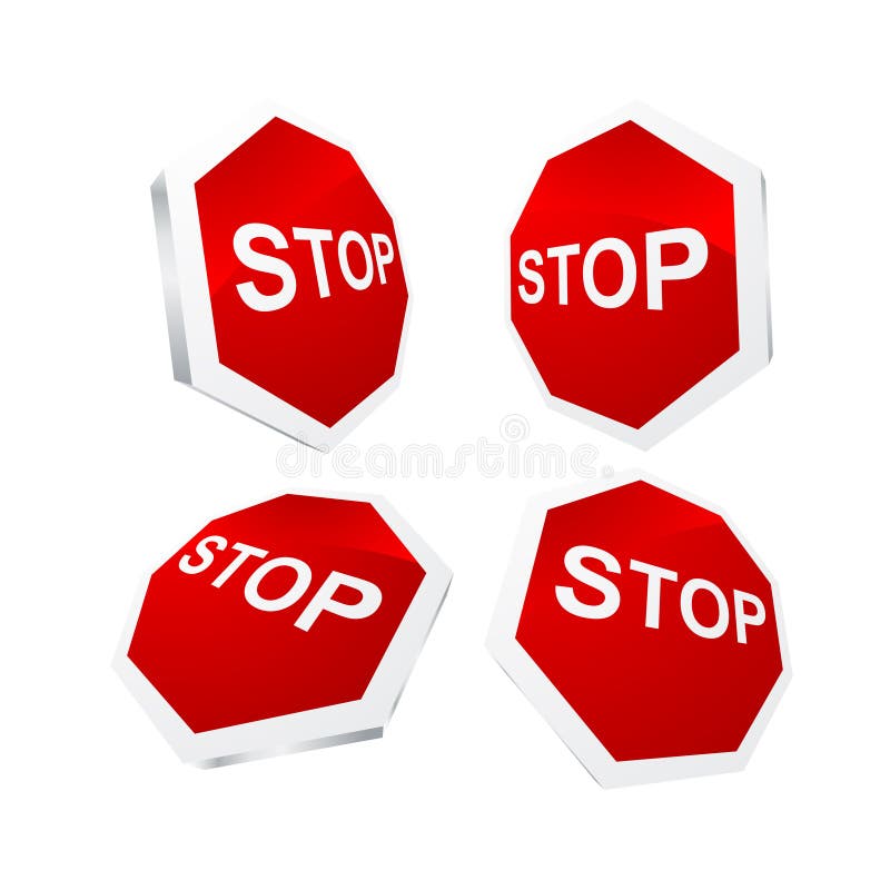 Stop Sing or Road Symbol Icon in Red on Isolated White Background. EPS ...