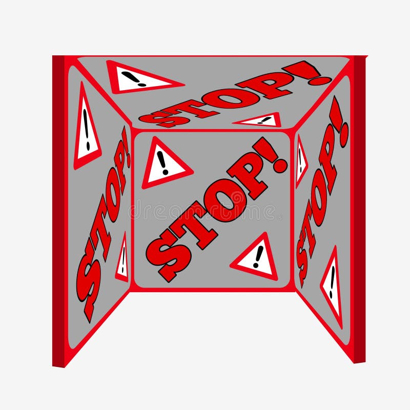 Stop Sing Text in Yellow and Red Colour Stock Illustration ...