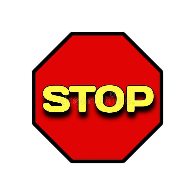 Stop Sing Text in Yellow and Red Colour Stock Illustration ...