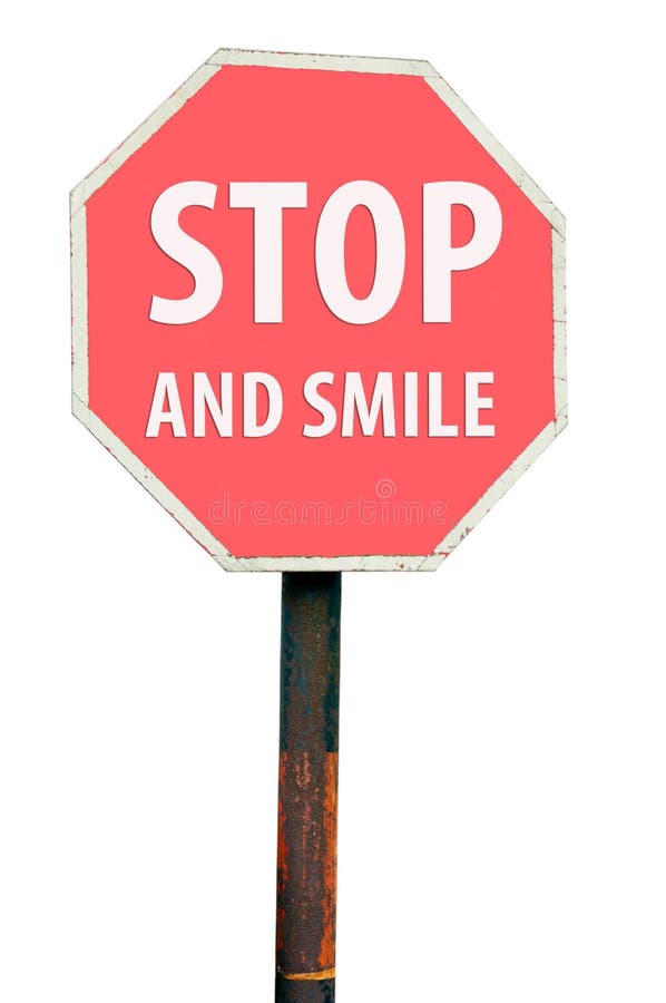 Stop and smile sign stock vector. Illustration of junction - 19363393