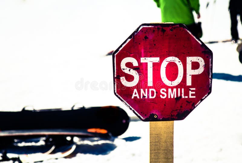 Stop and smile sign stock vector. Illustration of junction - 19363393