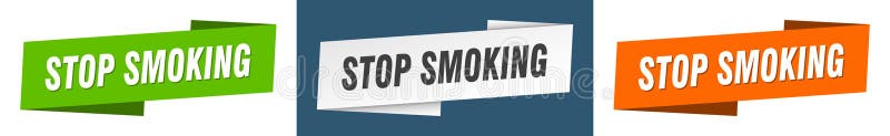 Stop Smoking Banner. Stop Smoking Ribbon Label Sign Set Stock Vector ...