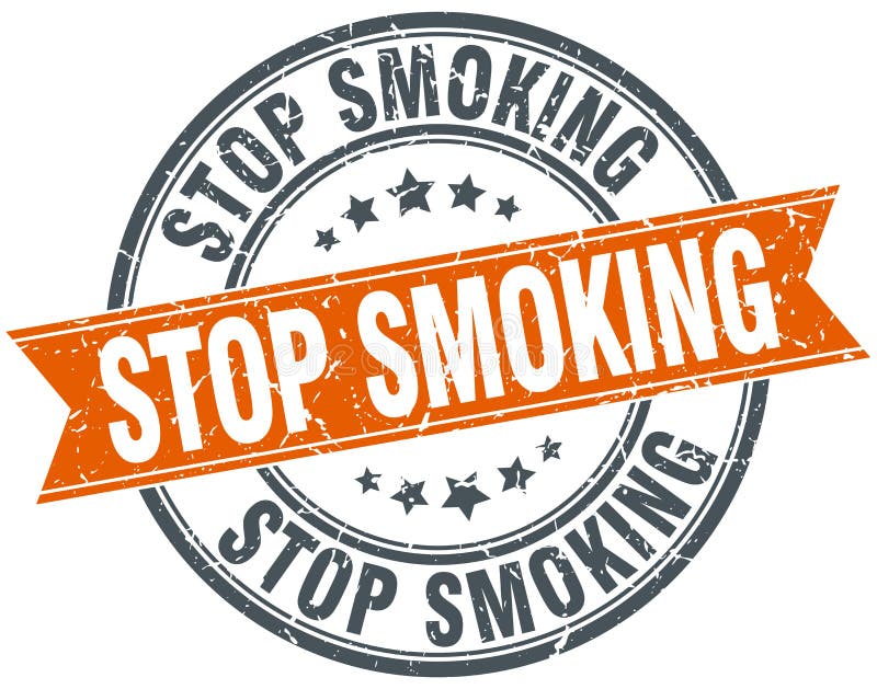 Stop Smoking Round Orange Grungy Stamp Stock Vector - Illustration of ...