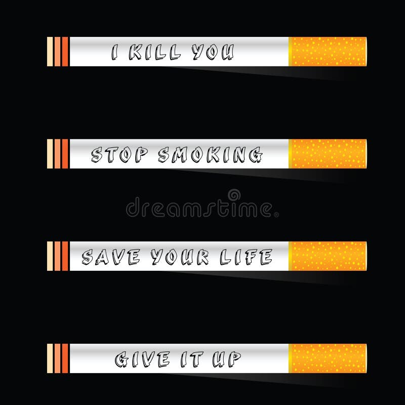 Stop Smoking Sign Illustration on Black Background Stock Vector ...