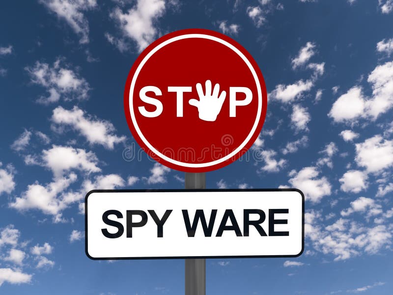 Stop spy ware sign stock photo. Image of blue, virus - 37392686