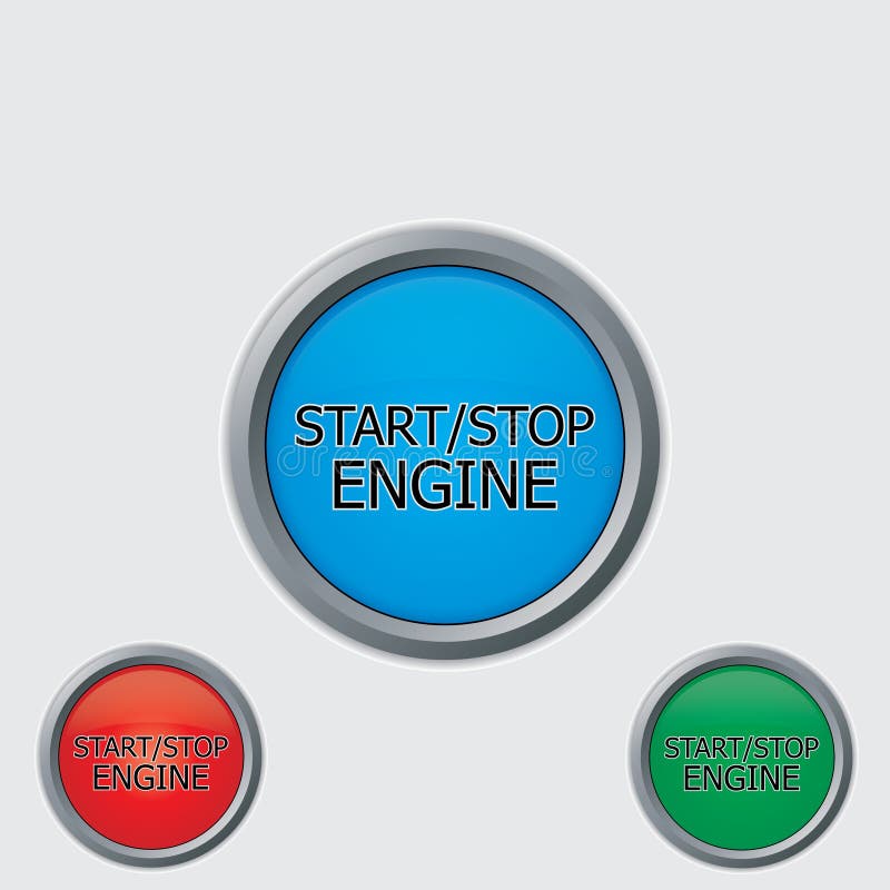 Go, stop and start buttons stock illustration. Illustration of metal ...