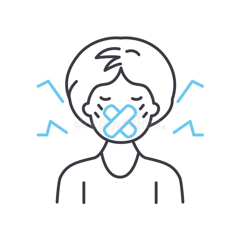 Stop Talking Line Icon, Outline Symbol, Vector Illustration, Concept ...