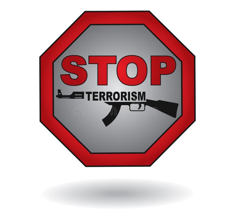 Stop the terrorism sign stock vector. Illustration of battle - 48732107