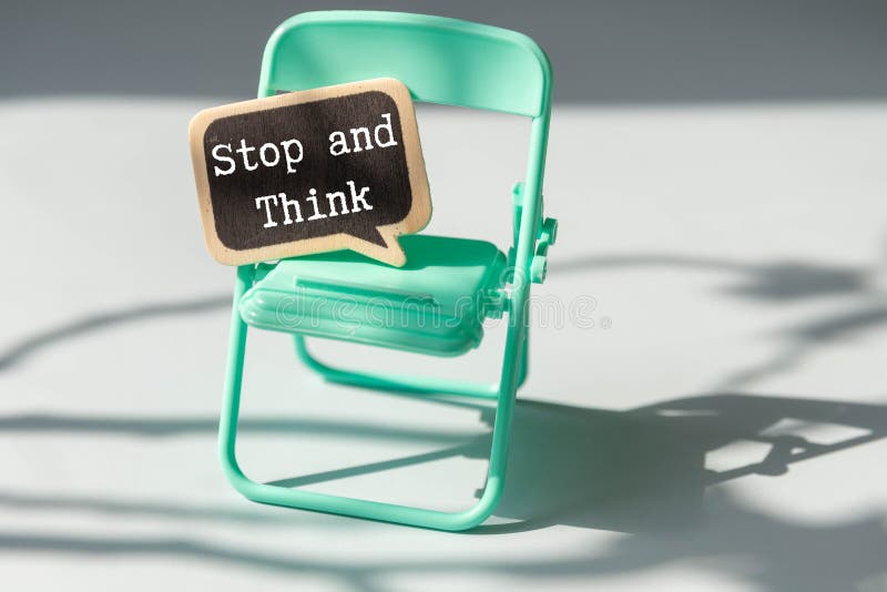 STOP and THINK on Paper with Glasses and Pen Stock Image - Image of ...