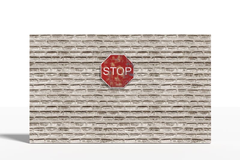 Stop Traffic Sign on Brick Three-dimensional Wall Stock Illustration ...