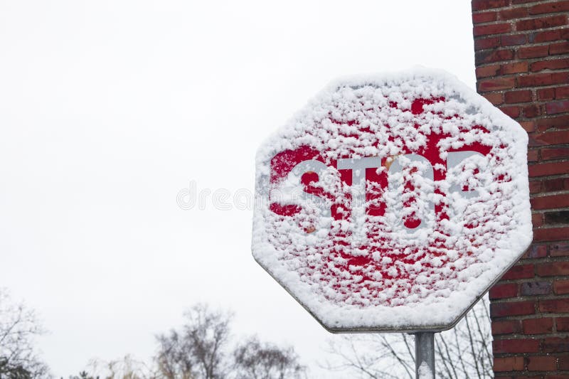 Stop Traffic Sign Covered by Snow Stock Image - Image of risk, holidays ...