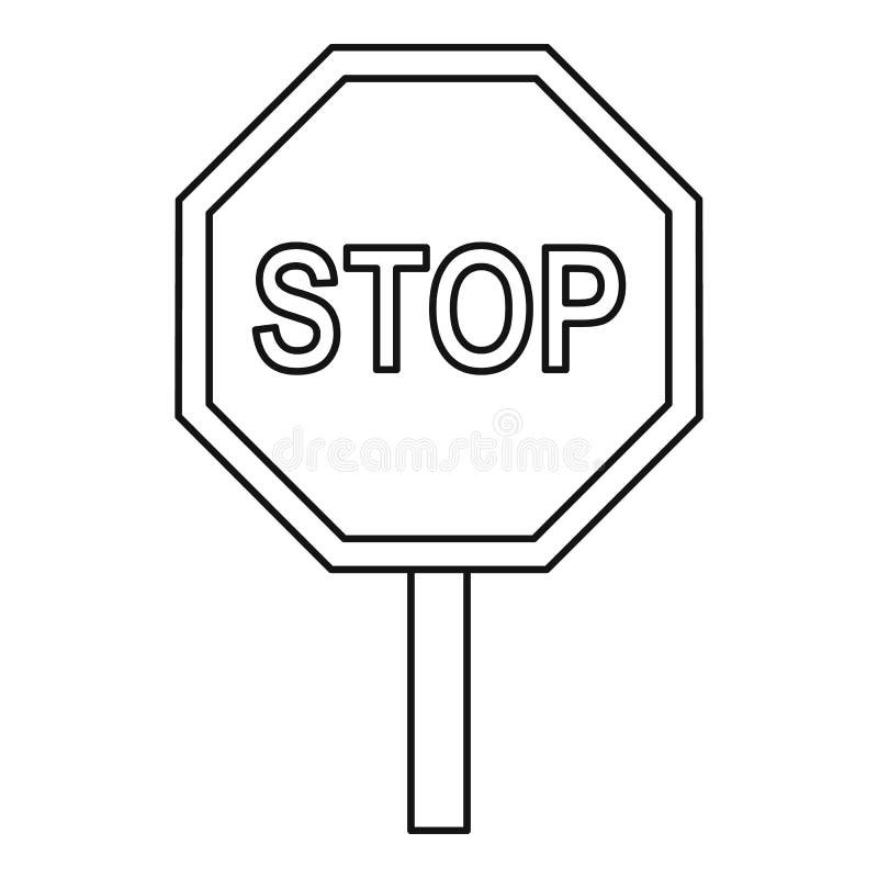 Stop Traffic Sign Icon, Outline Style Stock Vector - Illustration of ...