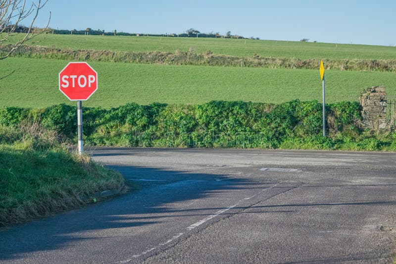 Stop Traffic Sign on a Rural Road Stock Photo - Image of metal, sign ...