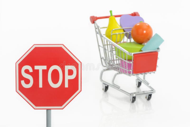 Stop Traffic Sign and Shopping Cart Stock Image - Image of cart, stop ...