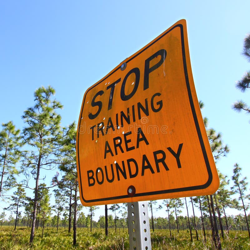 A Danger Sign Warning Of A Military Training Area Stock Photo - Image ...