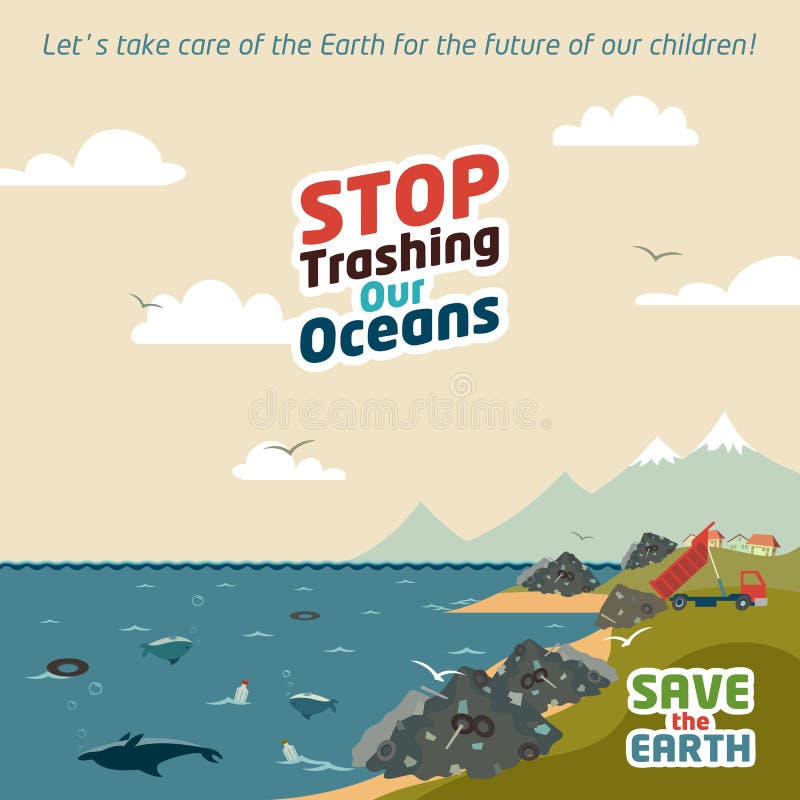 Stop Trashing Our Oceans Stock Vector Illustration Of Icon 44302467