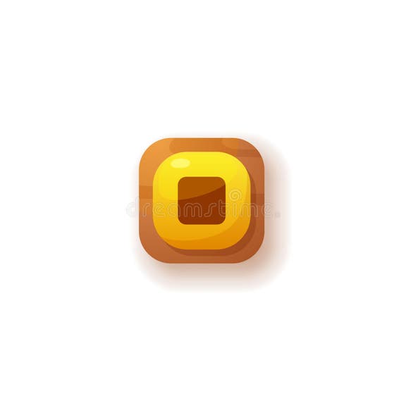 Stop Ui Button Icon, Push Button Yellow Square Symbol, Media or Audio ...