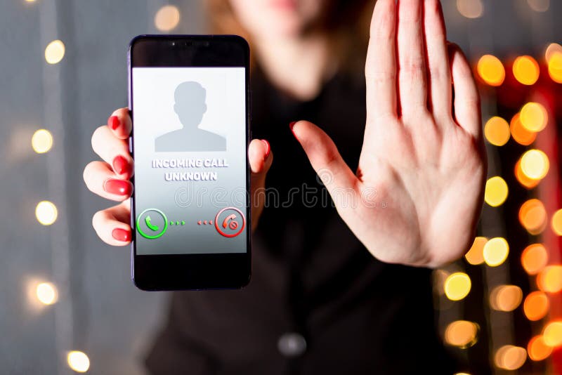 Stop Unknown Calling. Phone Scam on the Screen. Stock Photo - Image of ...