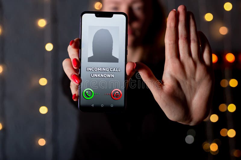 Stop Unknown Calling. Phone Scam on the Screen. Stock Image - Image of ...