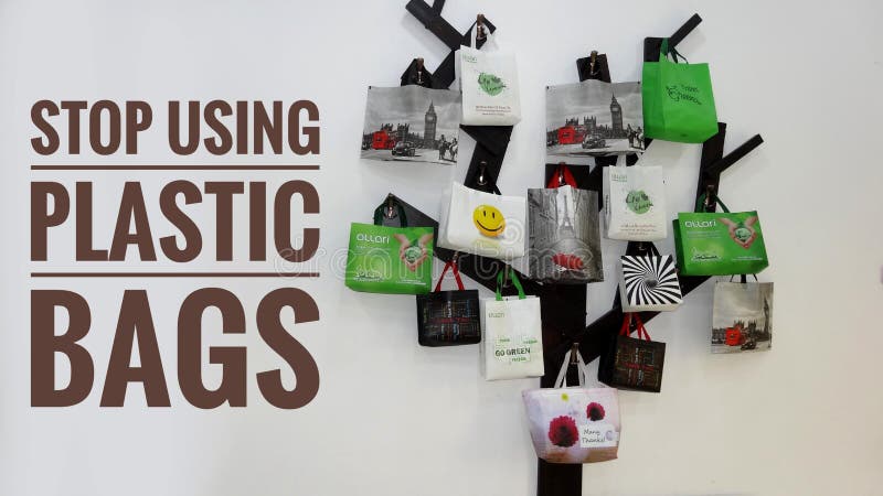 Stop Using Plastic Bags Like Eco Friendly Tree Stock Illustration ...
