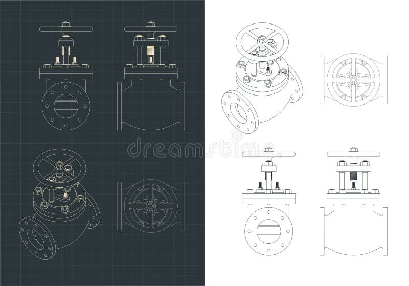Stop valve drawings stock vector. Illustration of pipeline - 206071946