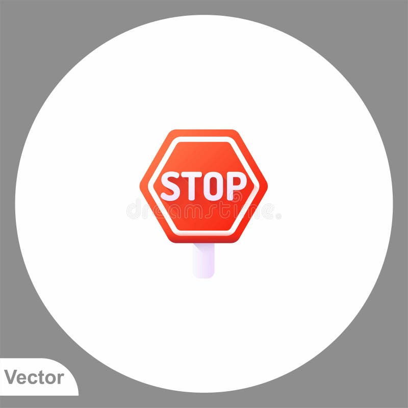 Stop Vector Icon Sign Symbol Stock Vector - Illustration of caution ...