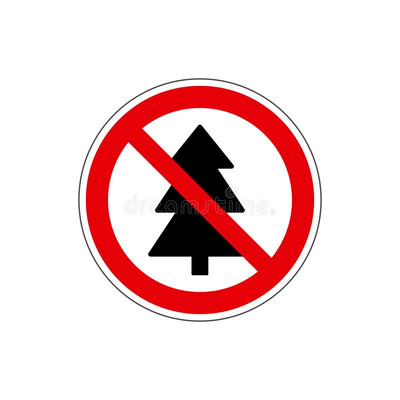 STOP! Vector. No Christmas Tree. the Icon with a Red Contour on a White ...