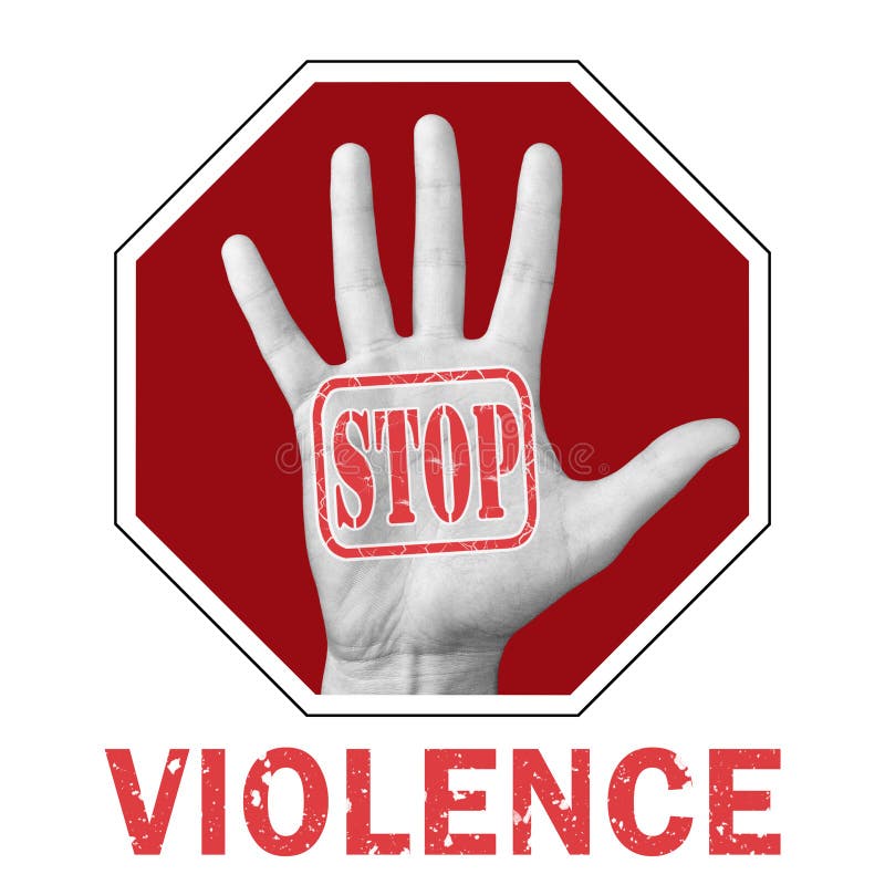 Stop Violence Conceptual Illustration. Open Hand with the Text Stop ...