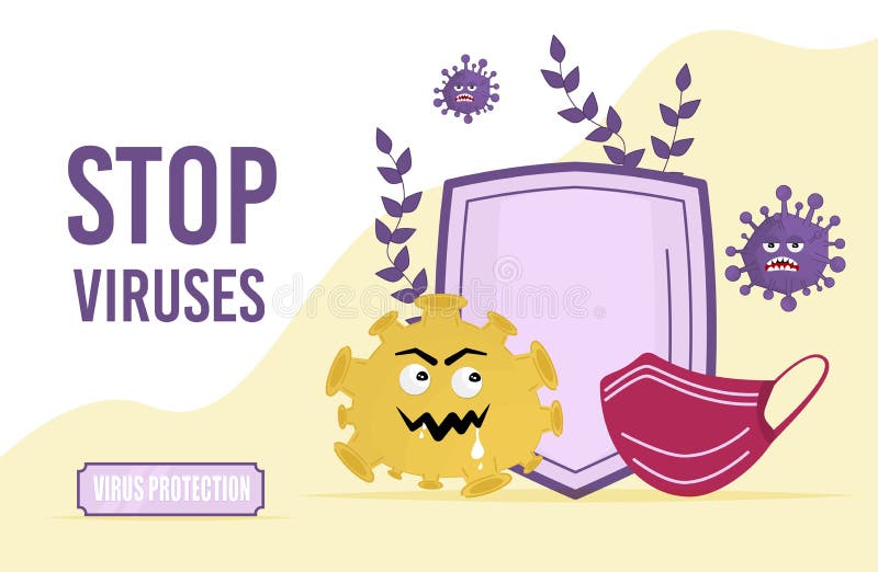 Stop Virus Concept Vector Illustration. Shield and Mask Protection ...