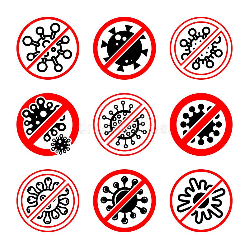 Stop Virus Emblem Set. Collection Icon Virus Stock Vector ...