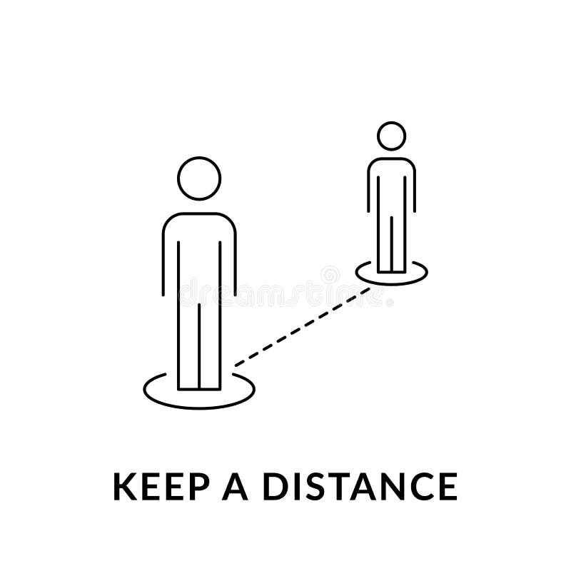Keep Safe Distance Sign. Two People Standing in a Queue. Covid-19 ...