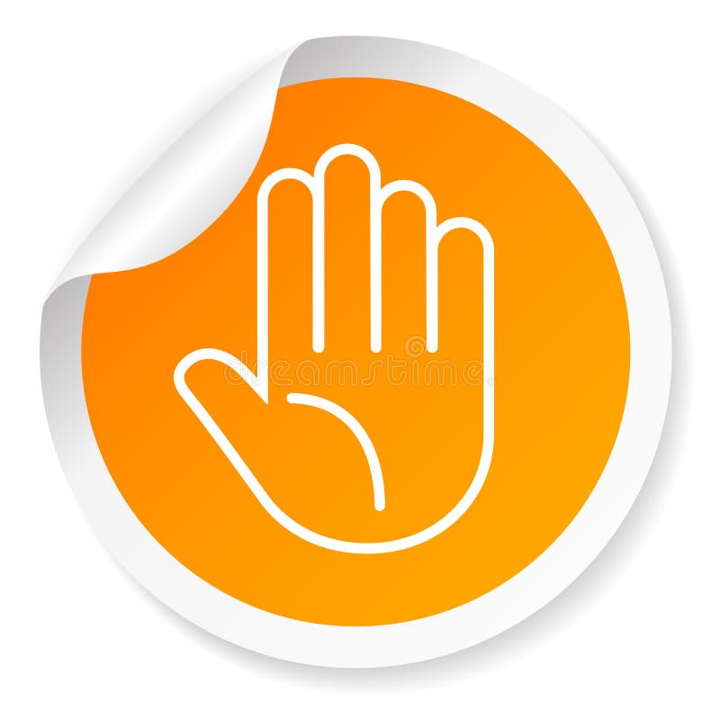 Stop or Wait Yellow Sticker with Human Hand Stock Vector - Illustration ...
