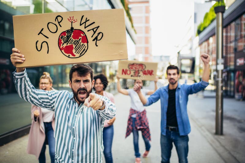 Anti-war Protest. Demonstrators Call for Peace Stock Image - Image of ...