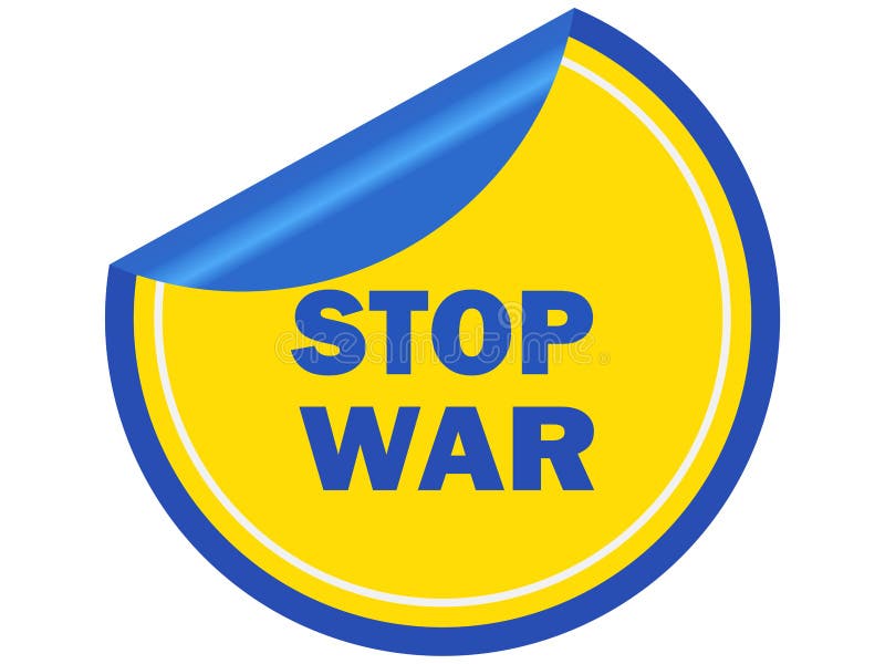 Stop War Badge Icon with Ukraine Flag Colors Sticker Stock Vector ...