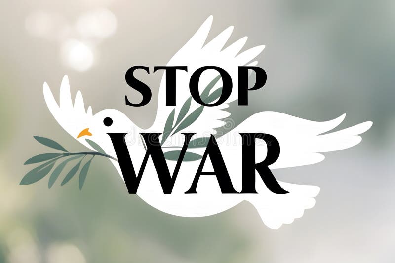 A Banner of Stop War with a Peace Bird Stock Illustration ...