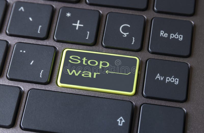 Stop War on the Enter Key of a Computer Keyboard Stock Image - Image of ...