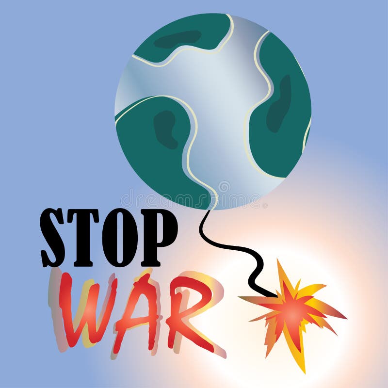 Stop War Illustration with Globe and Wick Stock Illustration ...