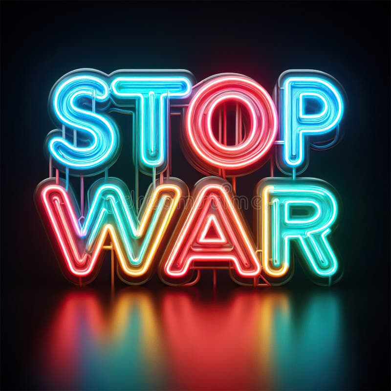 Stop War Neon Text Isolated on Black Background Stock Illustration ...