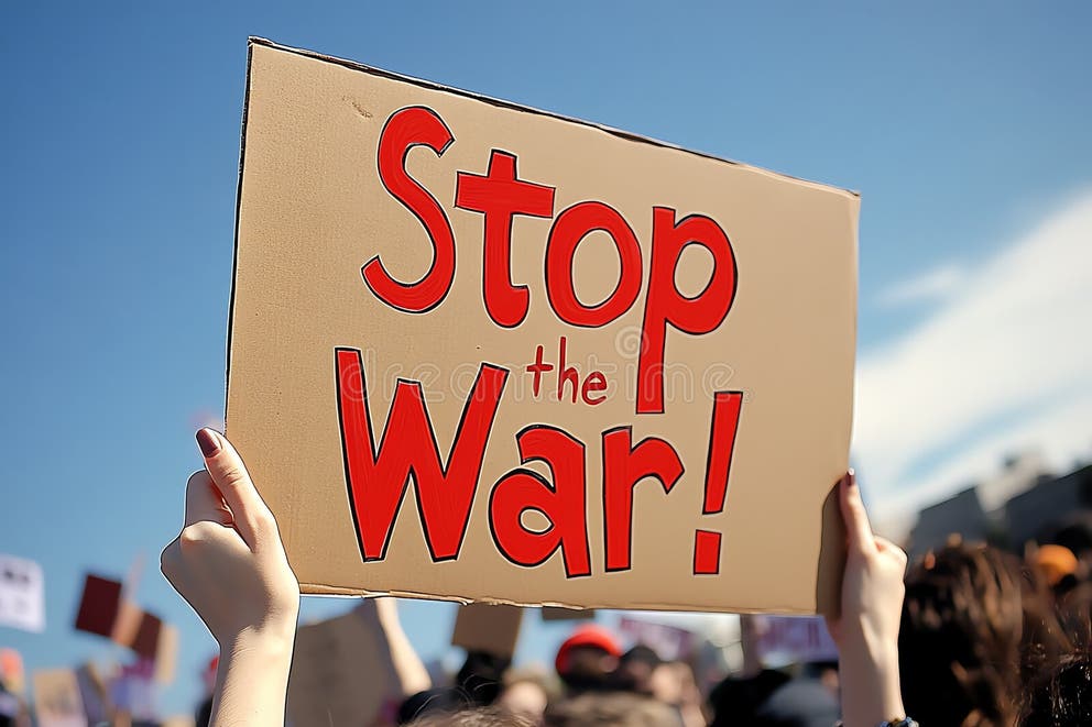 Stop War Protest Sign, AI Generated Stock Illustration - Illustration ...