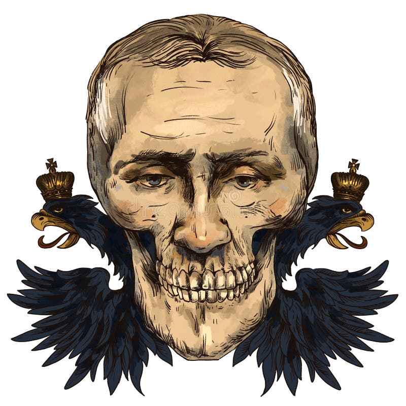 Stop War Stop Putin Skull Illustration in Vintage Style on White ...