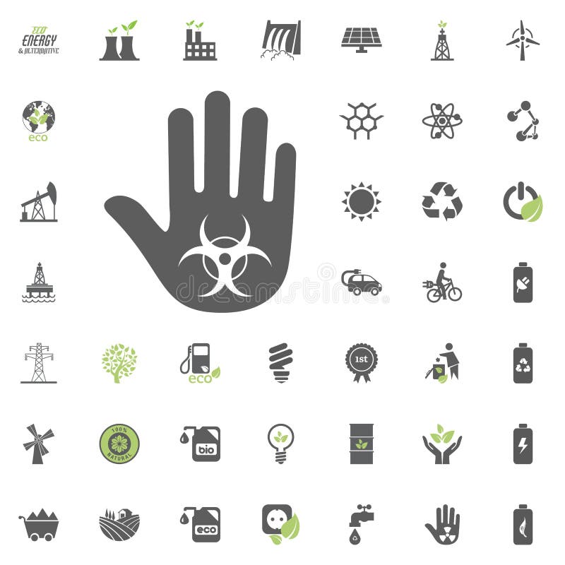 Stop Warning Icon. Eco and Alternative Energy Vector Icon Set. Energy ...