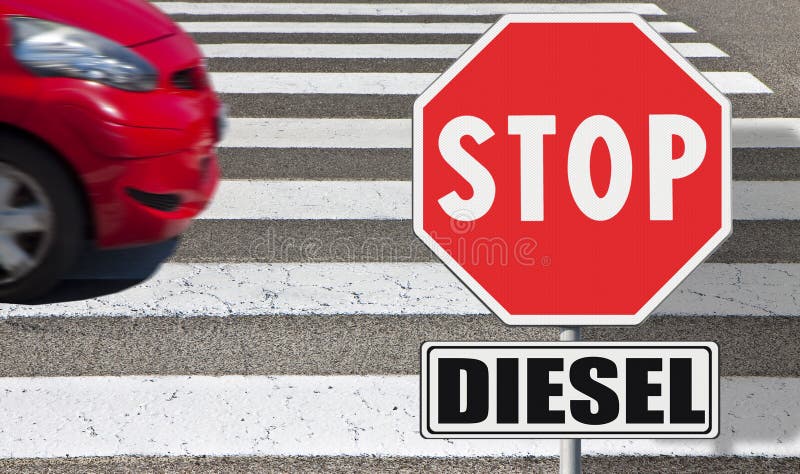 STOP Warning Sign Against Vehicles with Diesel Engines - the Car`s ...