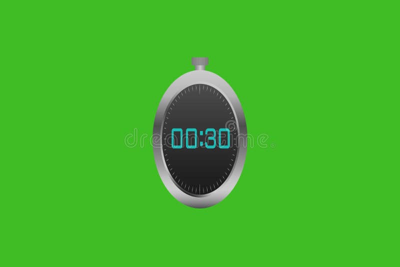 Stop Watch with Green Screen. Count Down Starts from 59 Seconds and End ...