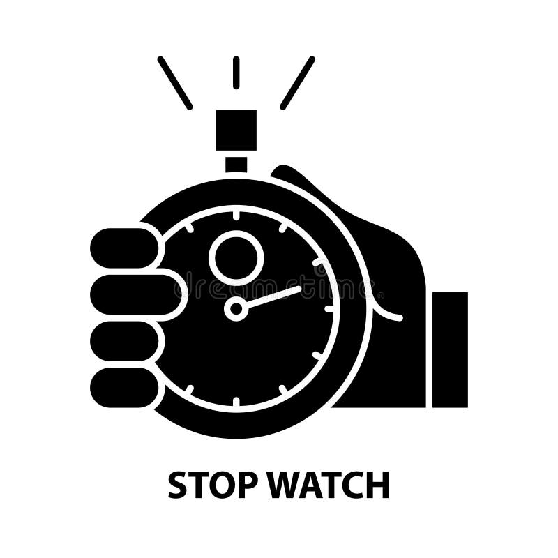Stop Watch Icon, Black Vector Sign with Editable Strokes, Concept ...