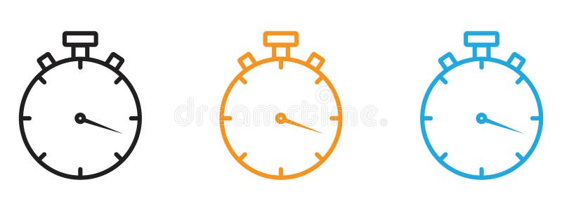 Stop Watch Icon Thin Line Illustration Set Stock Vector - Illustration ...
