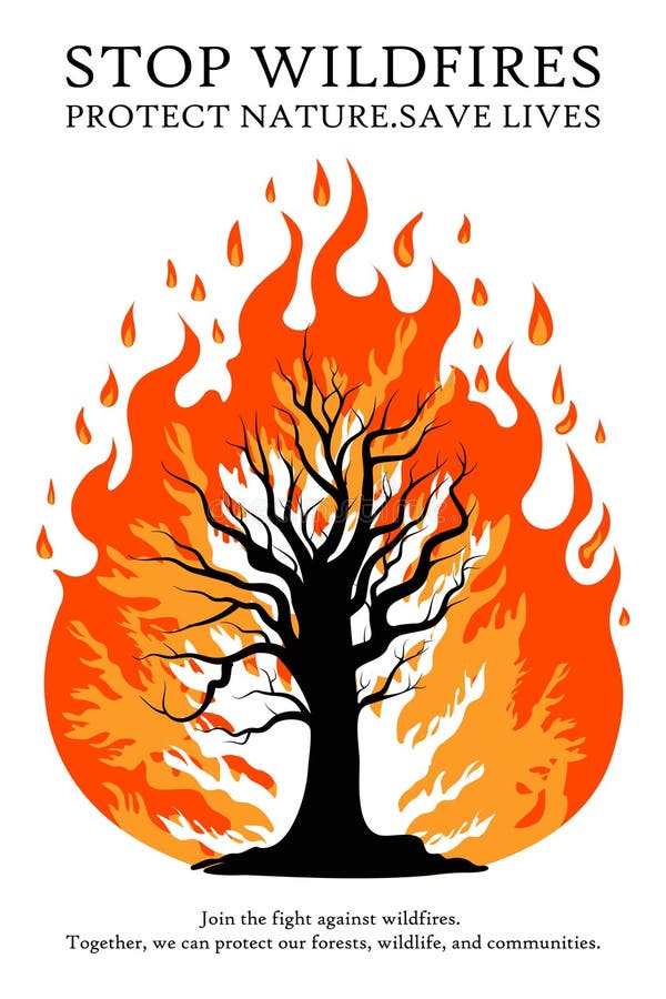 Stop Wildfires Minimalistic Flat Poster Design V Illustration Stock ...