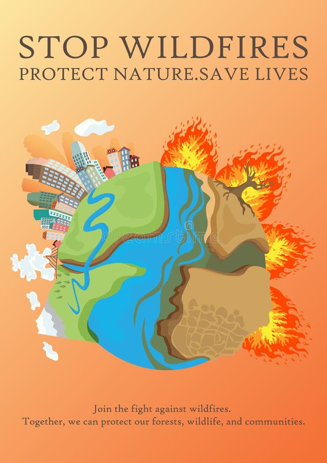 Stop Wildfires Poster Design Flat Illustration Stock Illustration ...